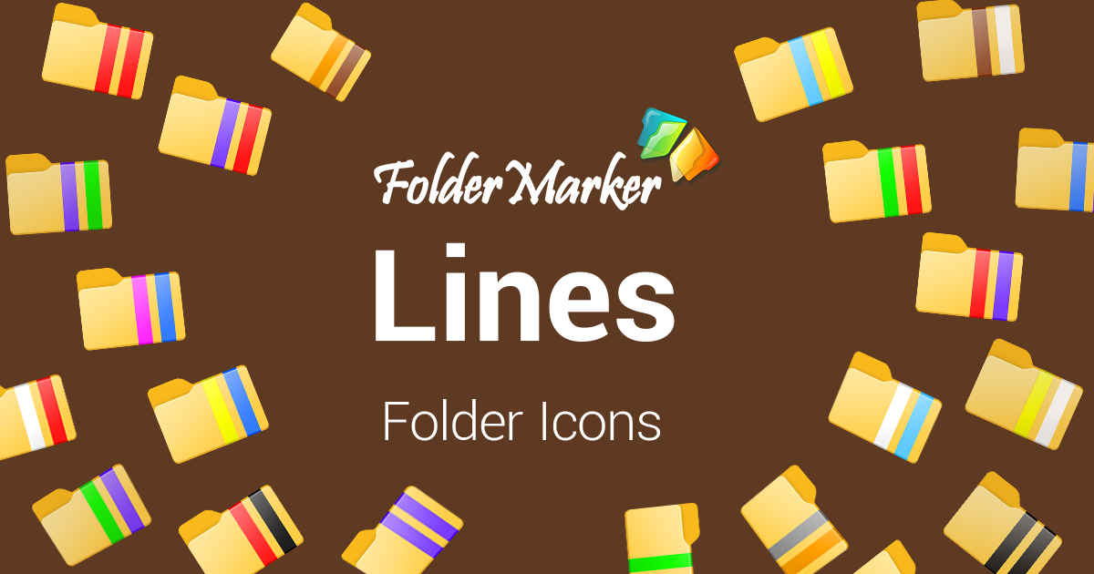 Lines Folder Icons - folders with two colored lines in Windows 11 style.